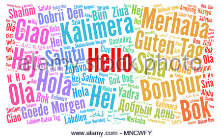 Hallo in verschiedenen Sprachen Wortwolke Stockfoto, Bild: 121395213 ...