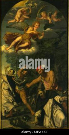 Das Martyrium des heiligen Petrus von Verona mit dem heiligen Franz von Assisi 1642-1648 Öl auf ...