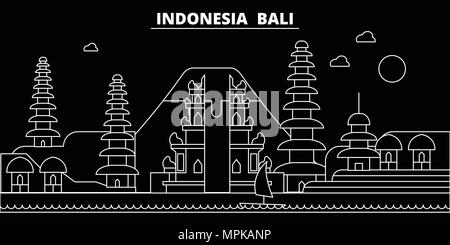 Indonesien, Bali flachbild Wahrzeichen Vector Illustration. Indonesien ...
