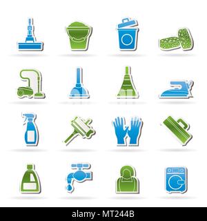 Reinigen Sie waschen wischen Staubsauger Arbeiter Piktogramm Zeichen ...