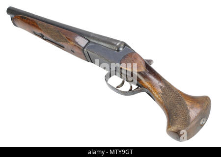 Kriminalität Waffe - Abgesägte Schrotflinte isoliert auf weißem ...