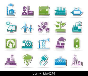 Power, Energie und Strom Quelle Symbole - Vektor Icon Set Stock ...