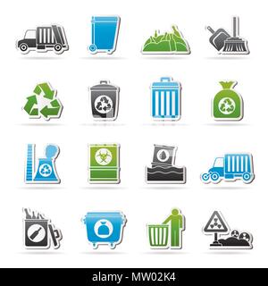 Müll, Reinigung und Abfall Symbole - Vektor Icon Set Vektor Abbildung ...