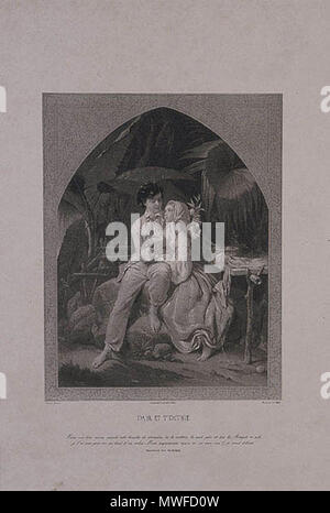 . 'Paul et Virginie", Lithographie nach einer Zeile Gravur von Jean ...