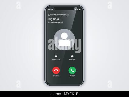 Anrufanzeige. UI-Interface-Kit mit Video ablehnen Telefon Web-Dialog ...