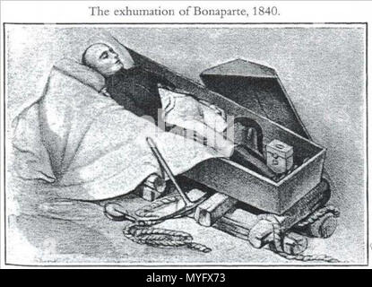 . Die Öffnung von Napoleons Sarg auf St. Helena im Oktober 1840, durch ...