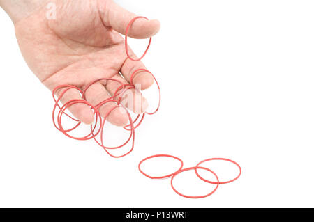 ein Muster von Gummibändern auf weißem nahtlose Hintergrund ...