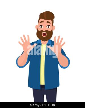 Eine ängstliche Mensch, Angst und Terror. Gesicht Nahaufnahme. Comic ...