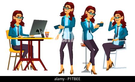 Vektor Cartoon Illustration einer Sekretärin bei der Arbeit Stockfoto ...