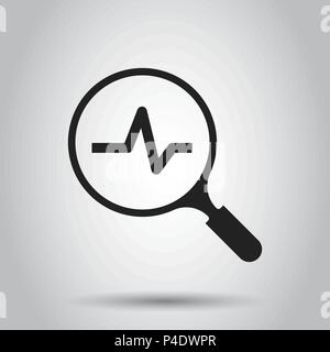 Symbol Vergrößerungsglas mit Impuls. Vector Illustration auf isolierte ...