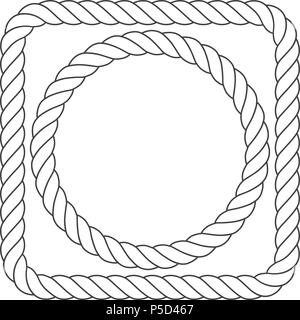 Seil Kreis - runde Seil mit Knoten, Vintage Style Vektor Abbildung ...