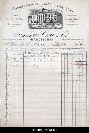 Factura comercial emitida por Fàbrica de Papel continuo Pedro Alier ...