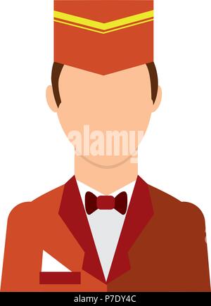 Das Personal Portier in Uniform portrait Vektor-illustration Skizze ...