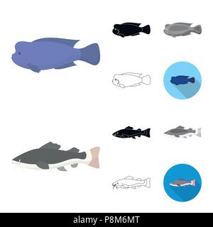 Verschiedene Arten von Fisch Umrisse Symbole im Set Sammlung für Design ...