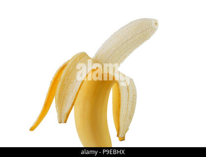 Halb geschälte Banane isoliert auf weißem Hintergrund Stockfotografie ...