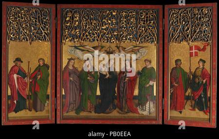 Der Burg Weiler Altar Triptychon (Altarbild mit Jungfrau und Kind und Heiligen) ca. 1470 Meister ...