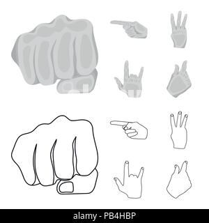 Faust, Index und andere Gesten. Gesten der Hand set Sammlung Icons im ...