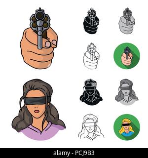 Verbrechen und Strafe cartoon Symbole im Set Sammlung für Design ...