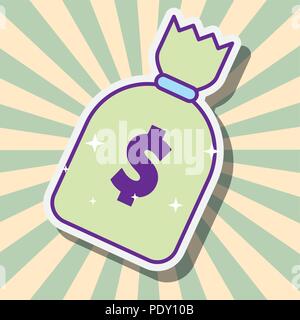 Beutel mit Geld-Retro Clipart Illustration Stock-Vektorgrafik - Alamy