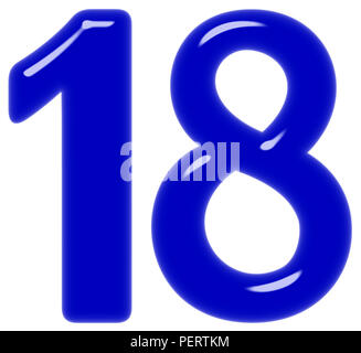 Ziffer 18, achtzehn, isoliert auf weißem Hintergrund, 3d Render ...
