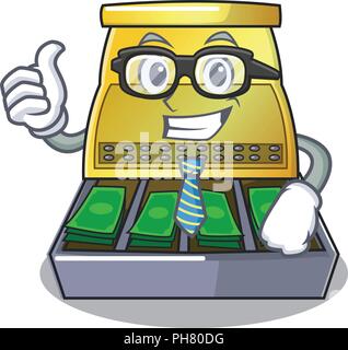 Erfolgreiche cartoon vintage Kasse Vorderansicht Vector Illustration ...