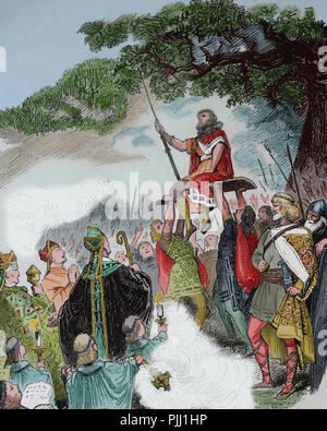 Pippin der Kurze (714-768), König der Franken durch Bonifatius ...