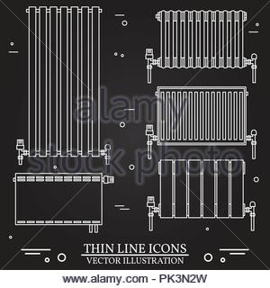 Heizung Symbol System, Vector Illustration, schwarze Zeichen auf ...
