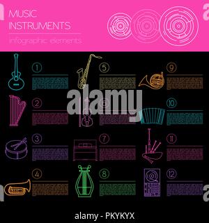 Musikinstrumente grafische Vorlage. Alle Arten von Musikinstrumenten ...