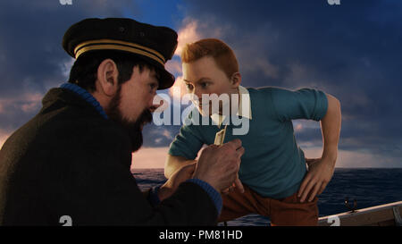 Nach rechts: Kapitän Haddock (Andy Serkis) und Tim (Jamie Bell) in die ...