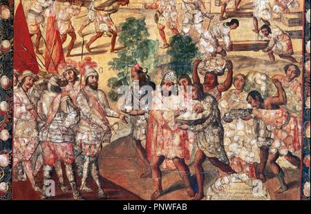 Eroberung von Mexiko (1519). Hernan Cortes Eingabe Cempoal und Chef ...