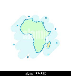 Cartoon Afrika Karte Symbol im Comic-stil. Afrika Abbildung Piktogramm ...