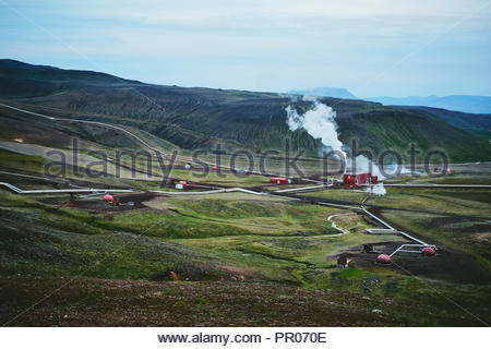 Geothermie-Kraftwerk am Krafla-Vulkan in der Nähe von See Myvatn ...