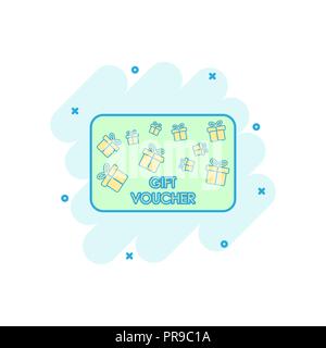 Cartoon farbigen Geschenkgutschein Symbol im Comic-stil. Gutschein ...