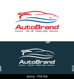 Auto Logo Vorlage vektor Symbol Silber und Rot, Garage. Auto ...