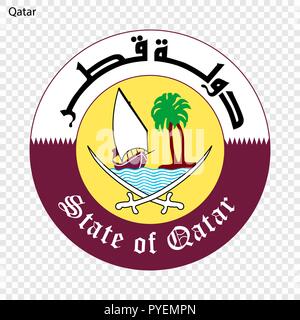 Katar Wappen und Flagge, offiziellen Symbole der Nation Stock ...