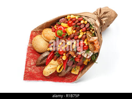 Original Blumenstrauß aus verschiedenen Sorten von Wurst, Fleisch ...