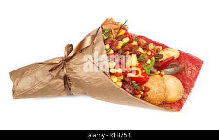 Original Blumenstrauß aus verschiedenen Sorten von Wurst, Fleisch ...