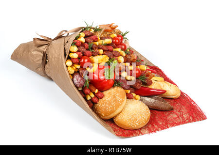 Original Blumenstrauß aus verschiedenen Sorten von Wurst, Fleisch ...