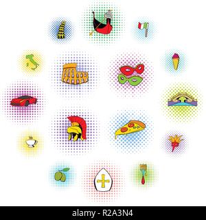 Turm von Pisa in Italien das Symbol im Comic-stil auf weißem ...