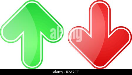 Grün rot oben unten Pfeil-Symbole. Vertikale Pfeile in Gegenrichtung ...