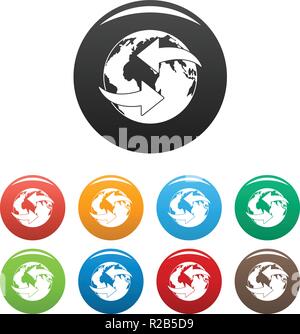 Bewegte Erde Symbole Kreis set Vektor auf weißem Hintergrund Stock ...