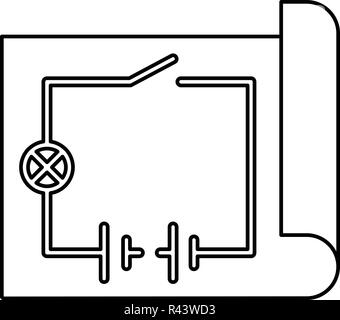 Symbol für das Schaltschema des elektrischen Stromkreises. Kontur ...