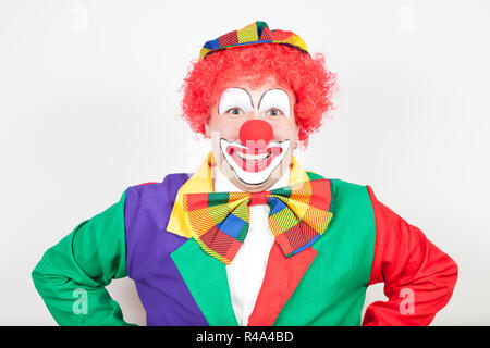 Eine lustige Clown mit dem Lächeln der Freude Ausdruck Stockfotografie ...