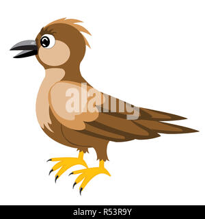 Cartoon grauer Spatz. Abbildung auf weißem Hintergrund Stockfoto, Bild ...