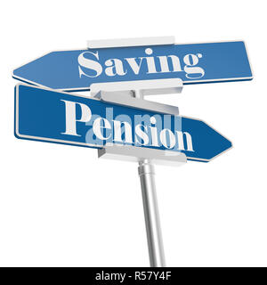 Pfeil Wegweiser - Arbeit oder Pension Stockfotografie - Alamy