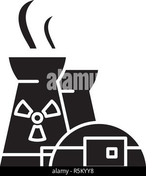Abbildung der industriellen Atomkraftwerk im flachen Stil Vektor ...