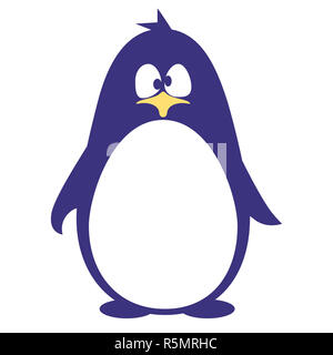 Abstrakte süß sauer cartoon Pinguin auf einem blauen Hintergrund. Funny ...