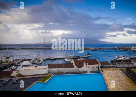 Blick von der Stadt Horta, Faial Insel, Europa, Atlantik, Azoren ...