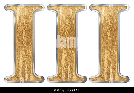 Römische Ziffer III, Tres, 3, 3, isoliert auf weißem Hintergrund, 3d ...
