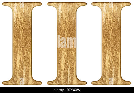 Römische Ziffer III, Tres, 3, 3, isoliert auf weißem Hintergrund, 3d ...
